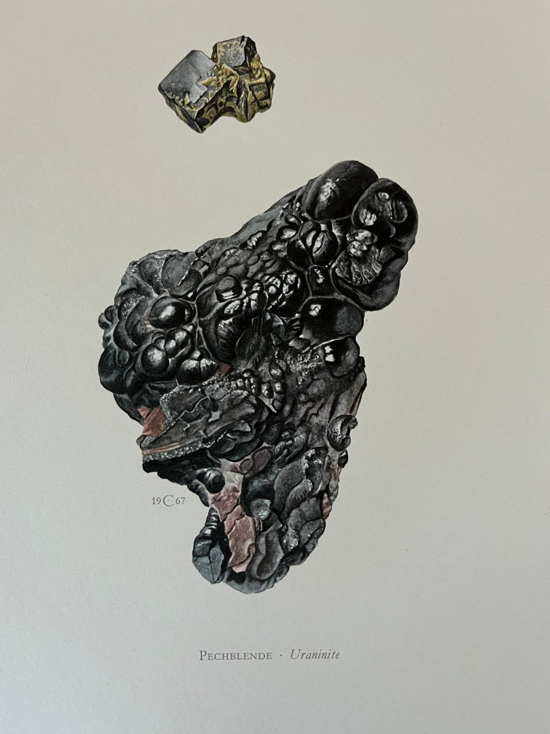 PITCHBLENDE URANINITE Mineral Print. Antique and Vintage Geology ...