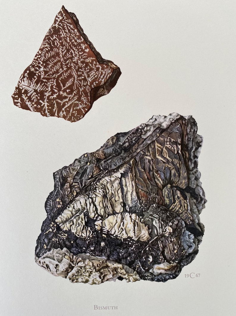 Vintage Bismuth Mineral Print, 1960s Geology Wall Art - Etsy Canada