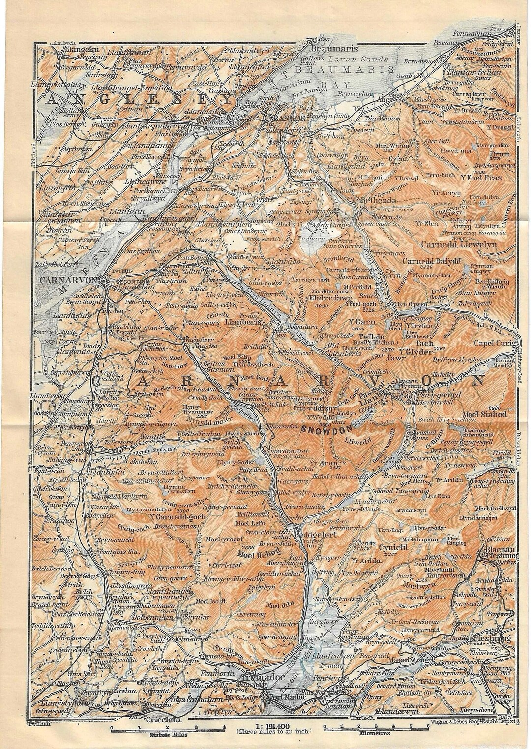Vintage Travel Guide Print Snowdonia Wales Region Map From 1906 - Etsy