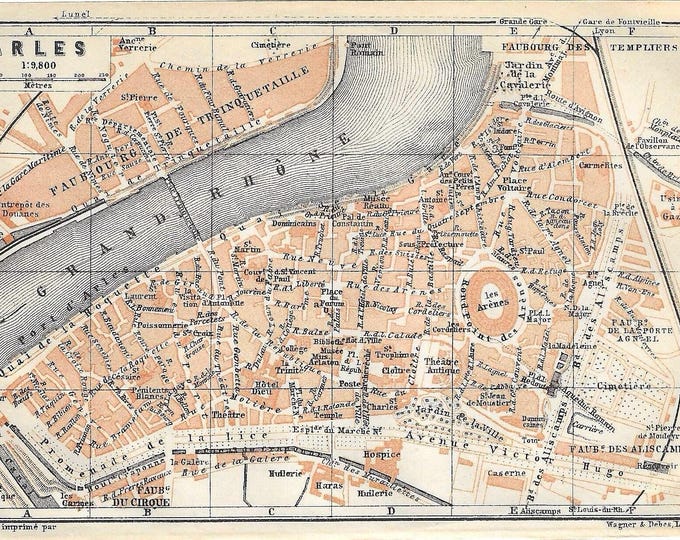 Vintage Travel Guide Print Arles France City Map From 1906 - Etsy