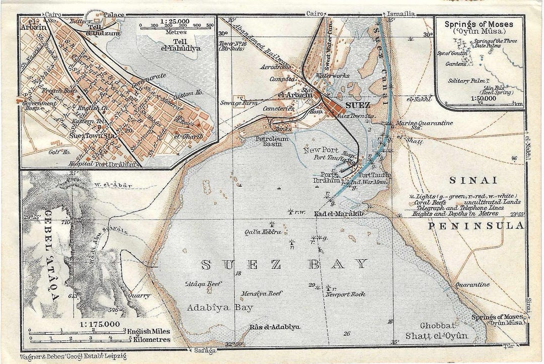 Vintage Travel Guide Print Suez Bay Egypt From 1928 - Etsy