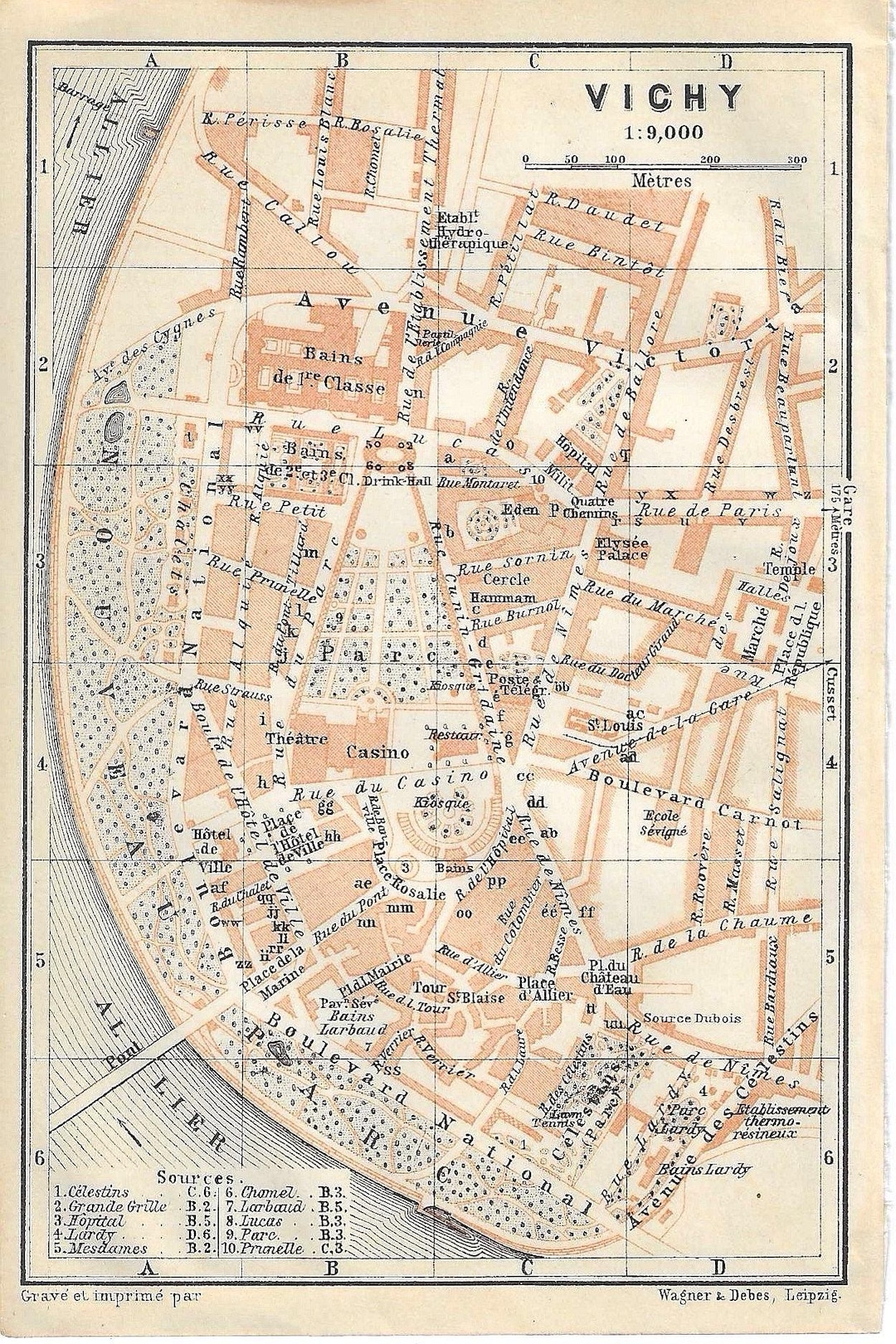 Vintage Travel Guide Print Vichy France City Map From 1906 - Etsy
