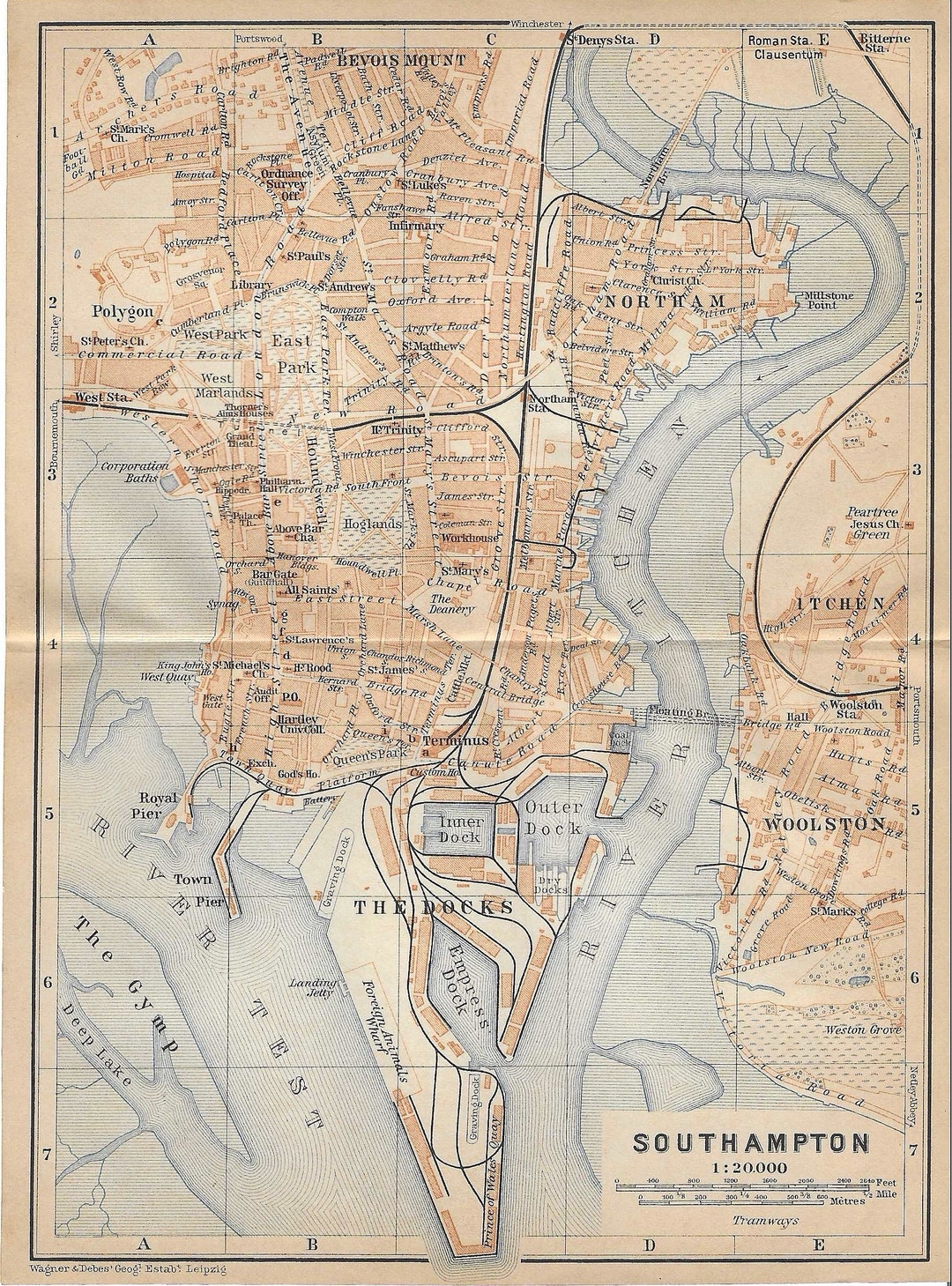 Vintage Travel Guide Print SOUTHAMPTON UNITED KINGDOM City Map From ...