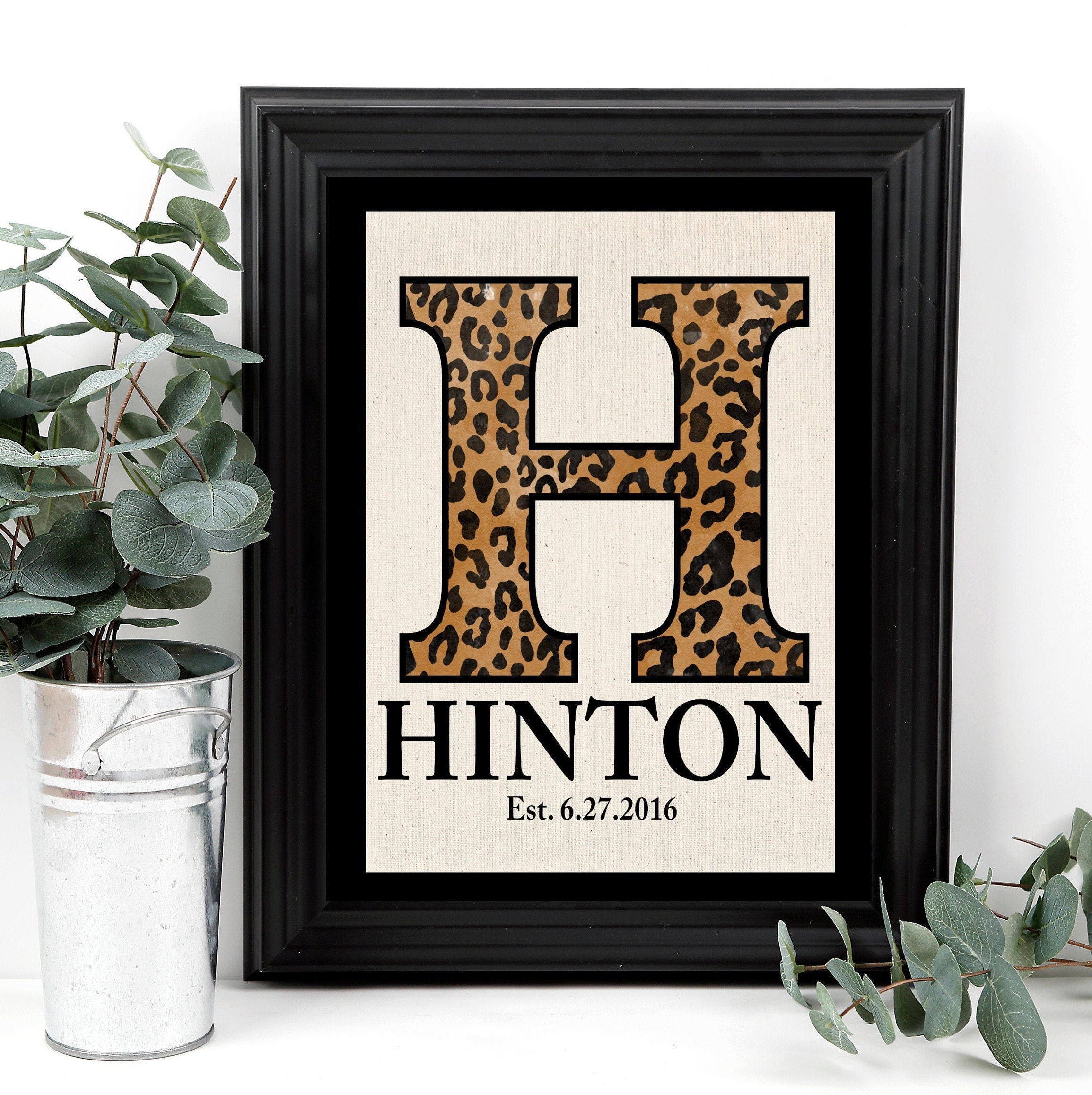 Leopard print sign Personalized family name signs | Etsy