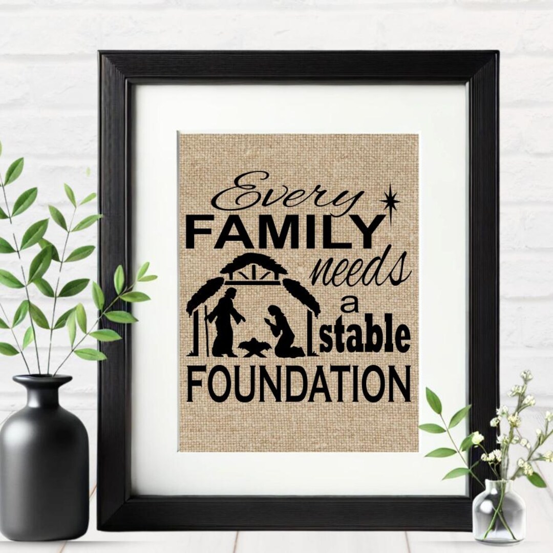 Nativity Burlap Print, "stable Foundation" Family Sign - Etsy