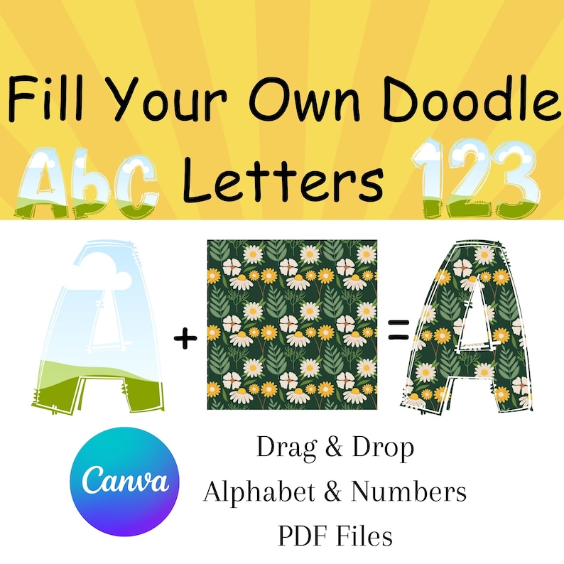 Editable Canva Frame Doodle Letter Alphabet With Commercial Use Allowed ...