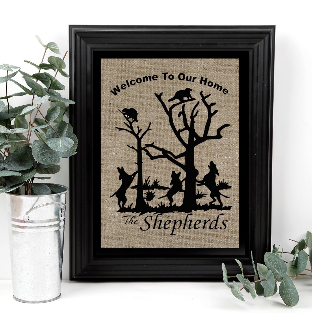 Coon Hunting Family Tree, Burlap Print, Coon Hunter Gift, Wildlife ...