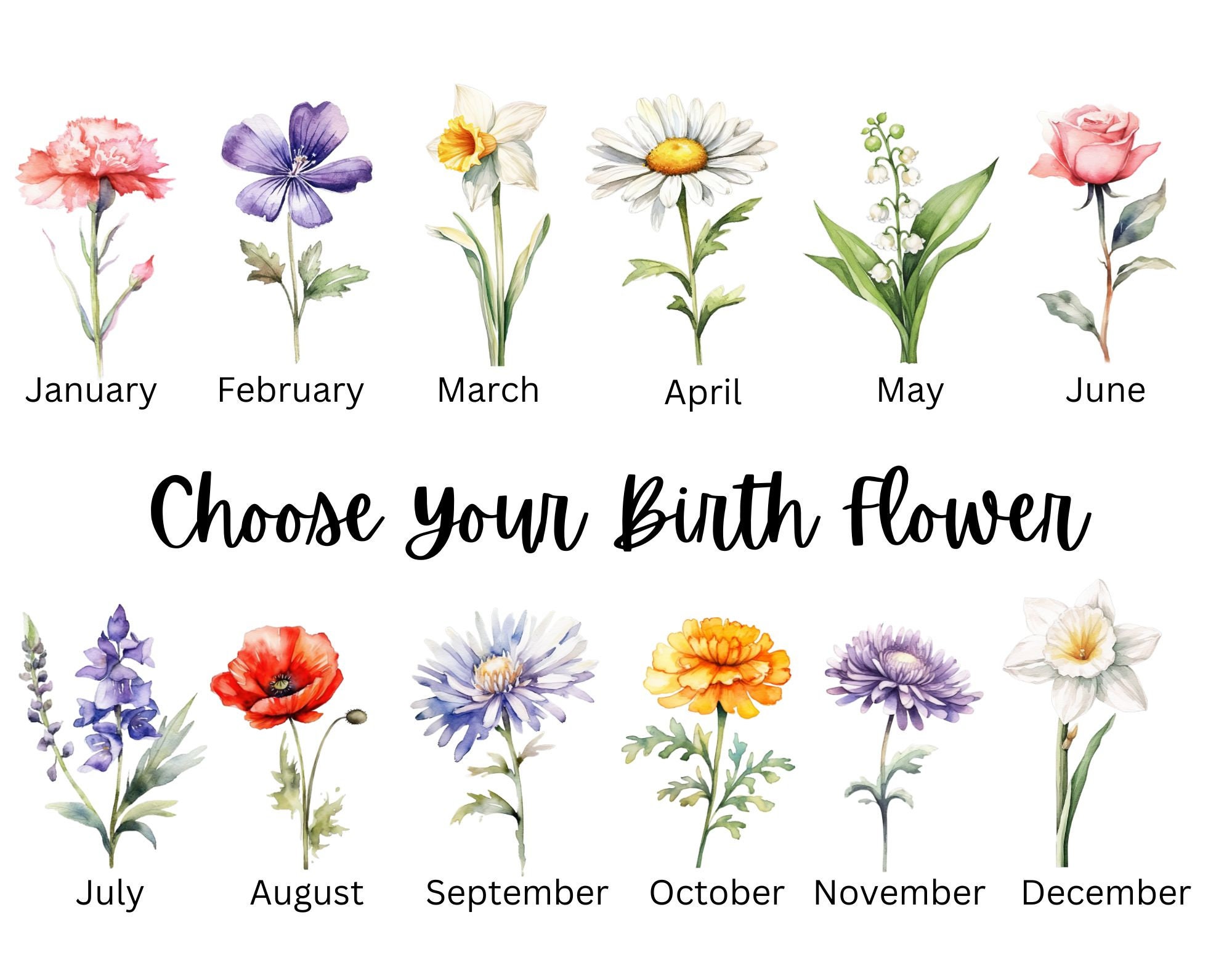 Custom Birth Flower Bouquet, Personalize Your Family Sign With Grandma ...