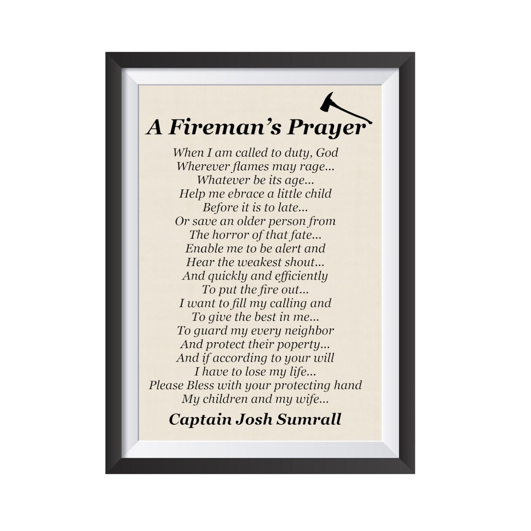 Fireman Prayer, Firefighter Gift, Firefighter Prayer, Fireman Gifts ...