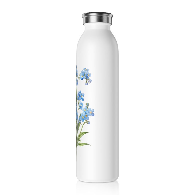 Blue Watercolor Flowers Slim Water Bottle - Etsy