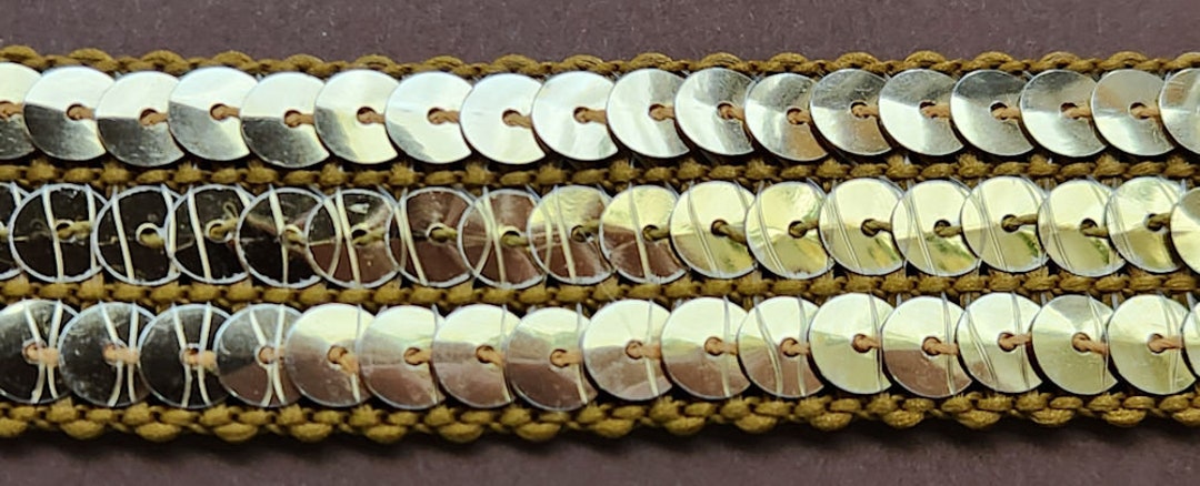 5 Yards 15/16" Shiny 3 Row Gold Sequins Trim 43512 - Etsy