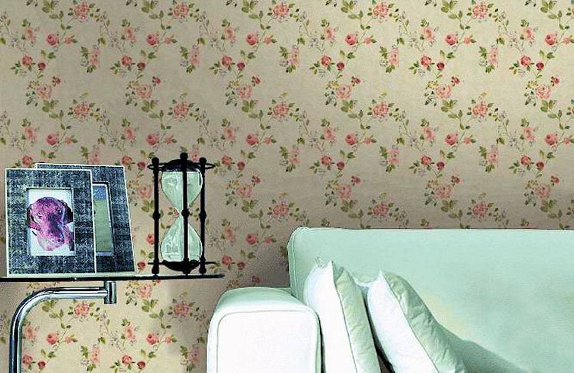 Pink Montage Floral Trail Sketch Roses Wallpaper NP6325 - Priced per ...