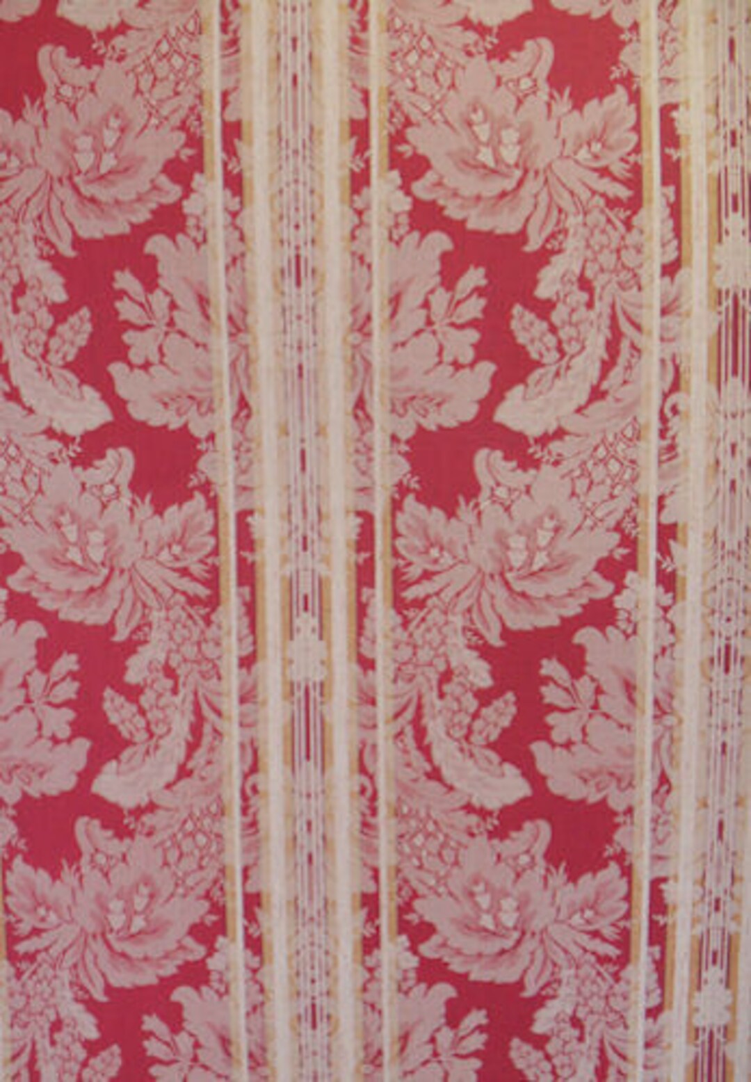 Van Luit Damask Stripe Wallpaper in Red and Gold Deep Red, Gold, Tan ...