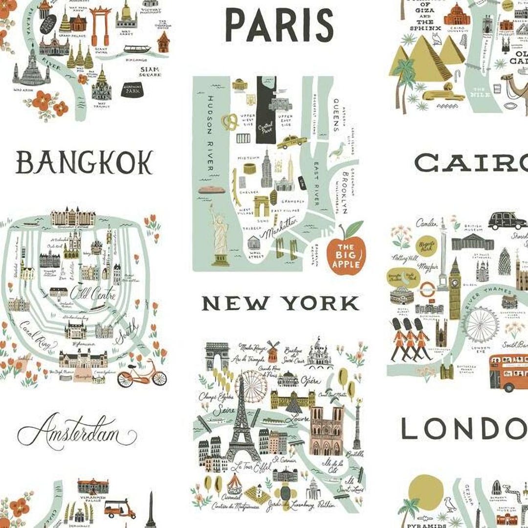 City Maps Peel and Stick Wallpaper - Light Greens - Rifle Paper - York ...