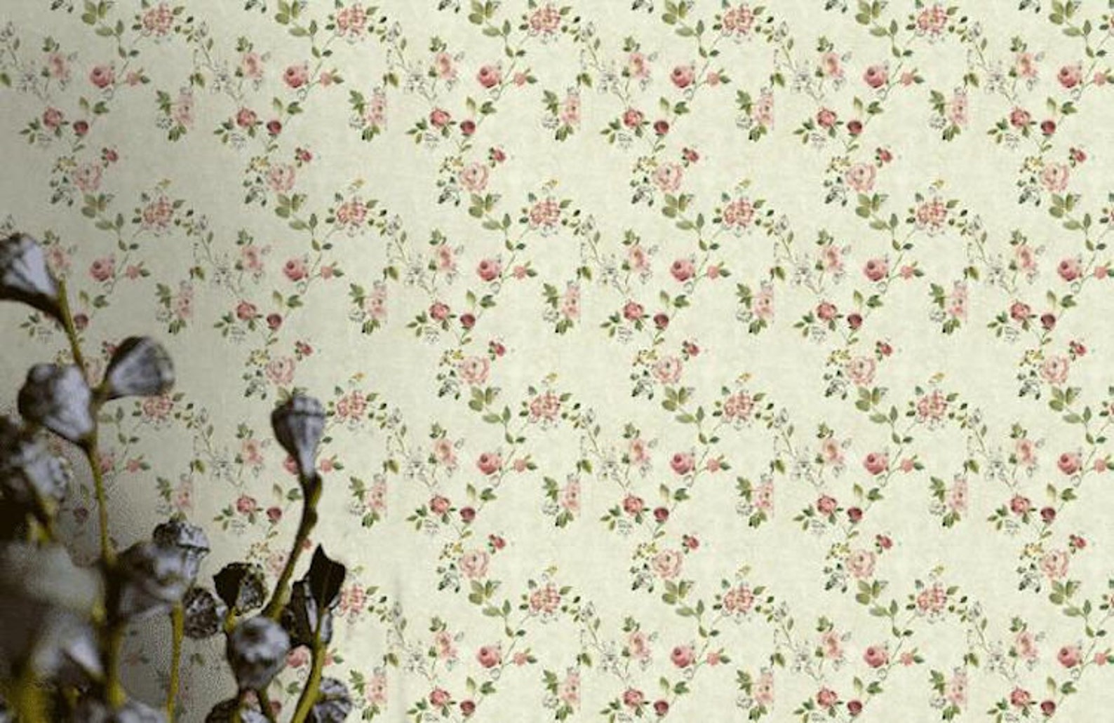 Pink Montage Floral Trail Sketch Roses Wallpaper NP6325 - Priced per ...