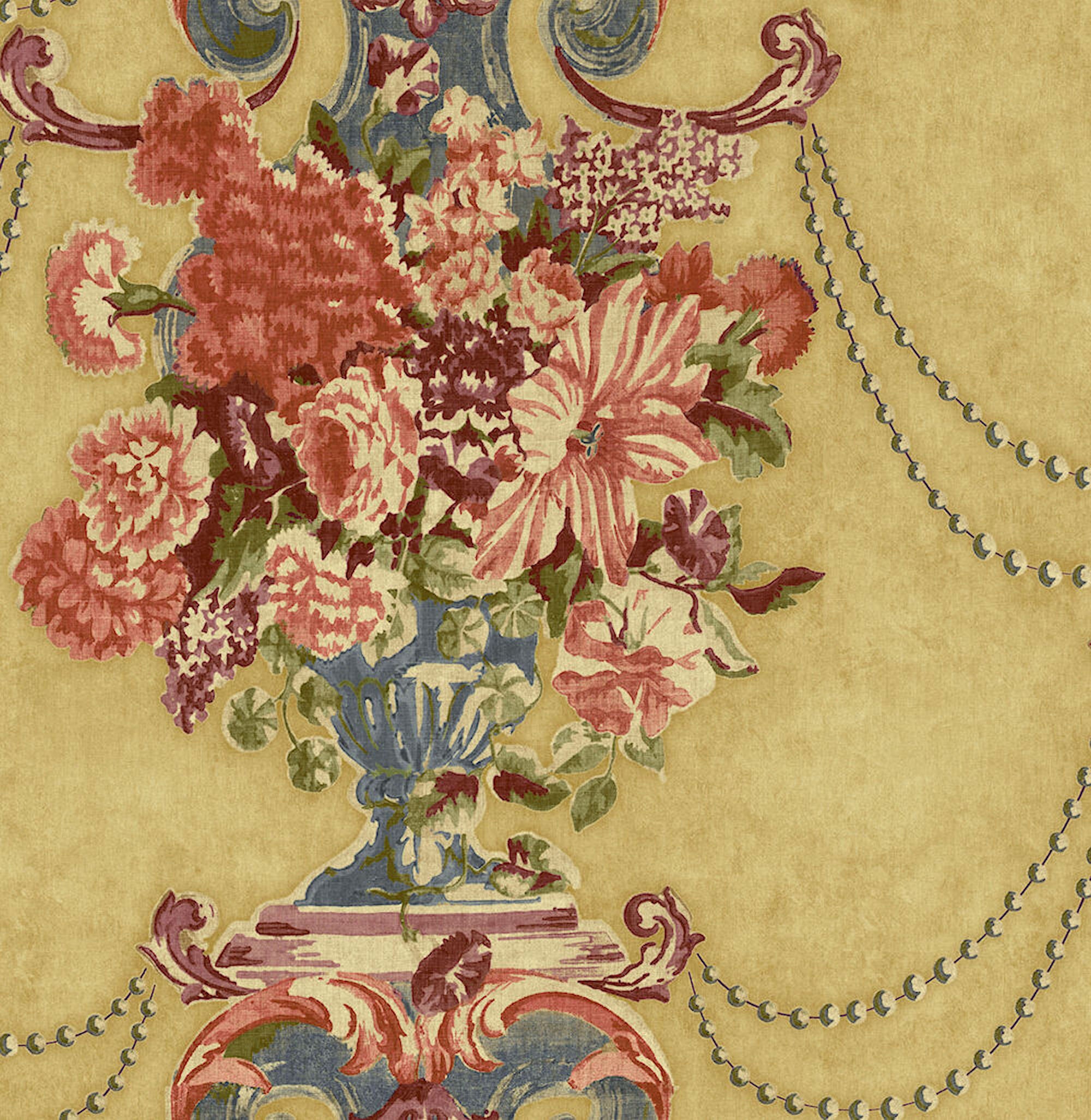 Neo-classical Urn Bouquet Stripe Fabric by Wallquest DM30005F per Yard - Etsy