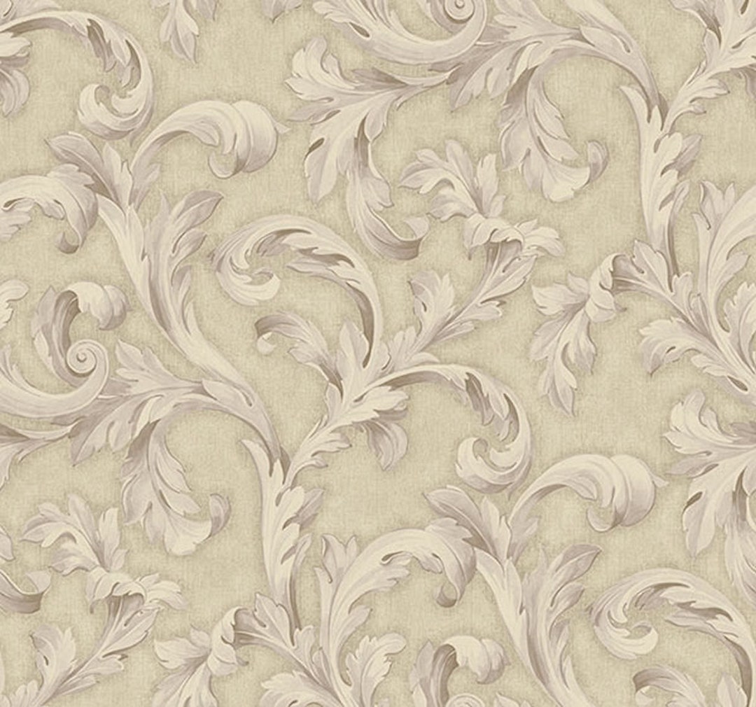 Acanthus Leaf Scroll Wallpaper Document by Wallquest DM20308 - Etsy