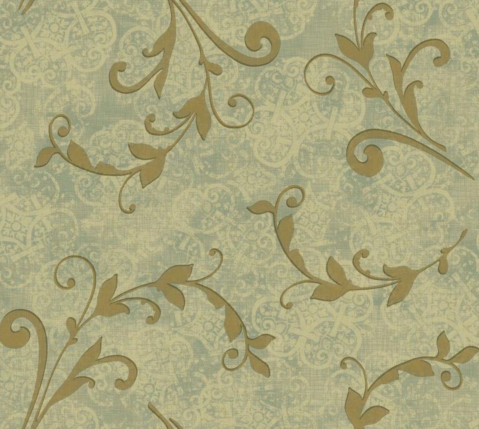 Sage and Gold Leafy Scroll Wallpaper by York per Double Roll BR6241 - Etsy