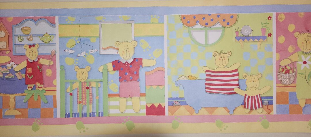 Laura Ashley Teddy Bears at Home Wallpaper Border - Vintage - AGK191B ...