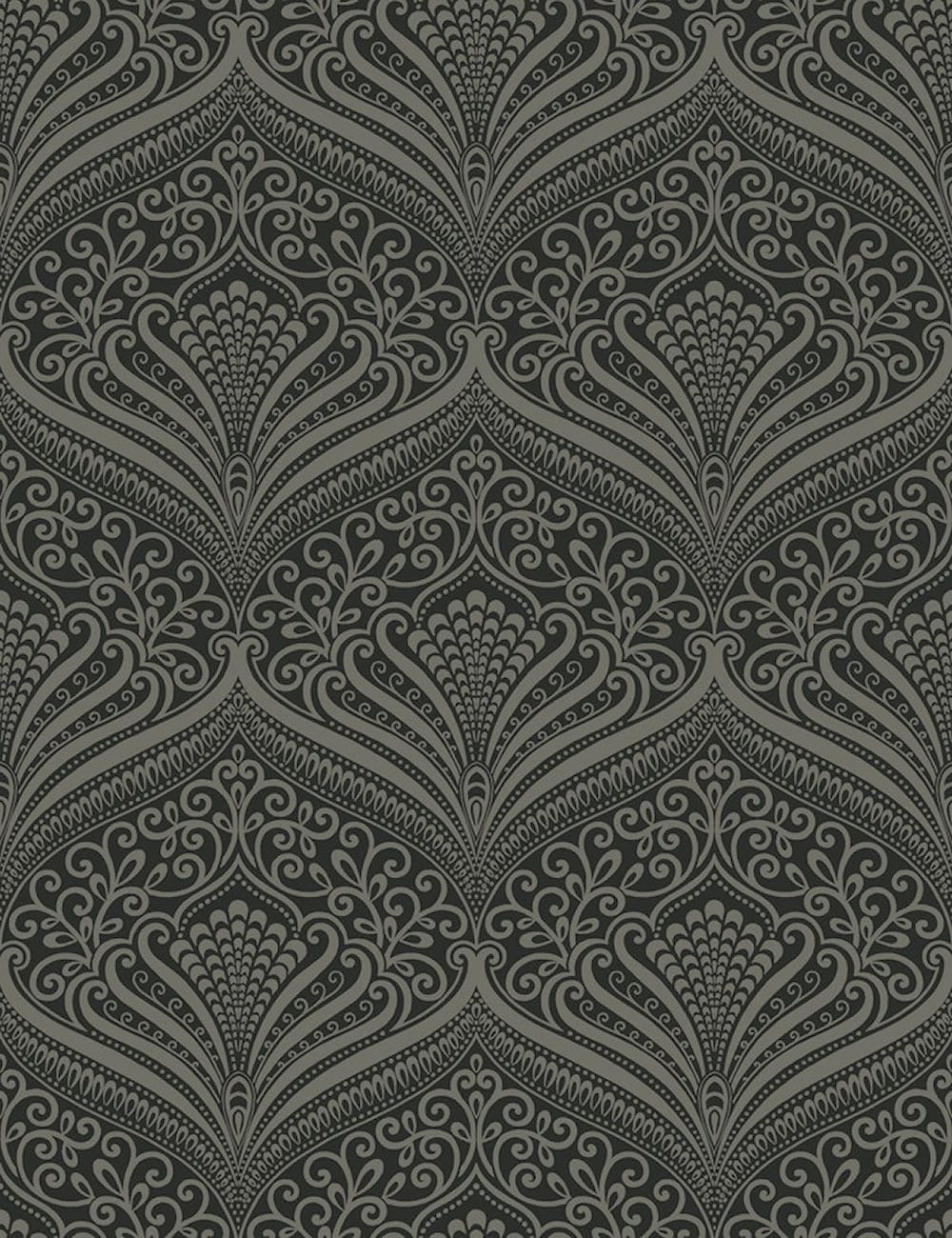 Filigree Ogee on Black in Paper and Ink by Wallquest LA31700 - Etsy