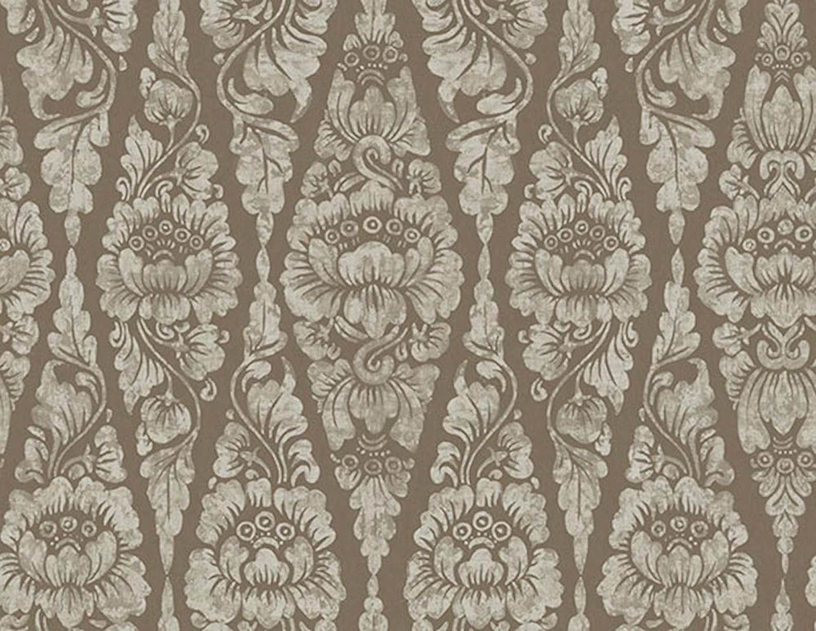 Stunning Brown and Metallic Silver Trellis Wallpaper by Wallquest LB31006 - Etsy