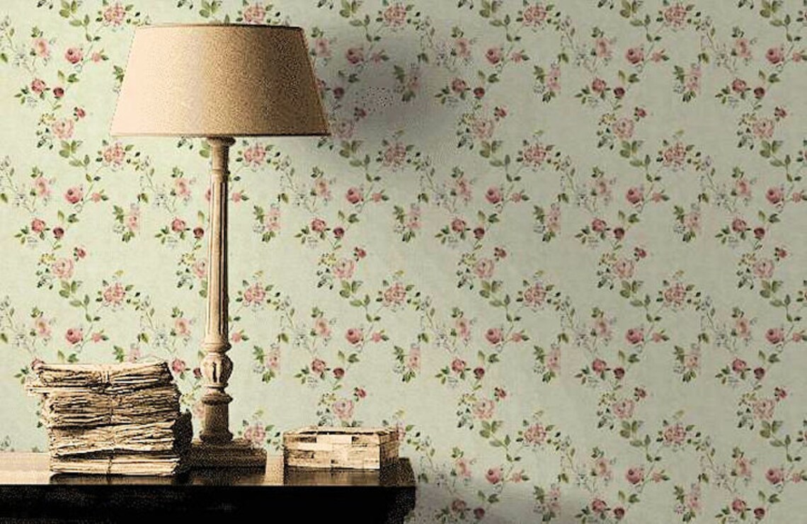 Pink Montage Floral Trail Sketch Roses Wallpaper NP6325 - Priced per ...
