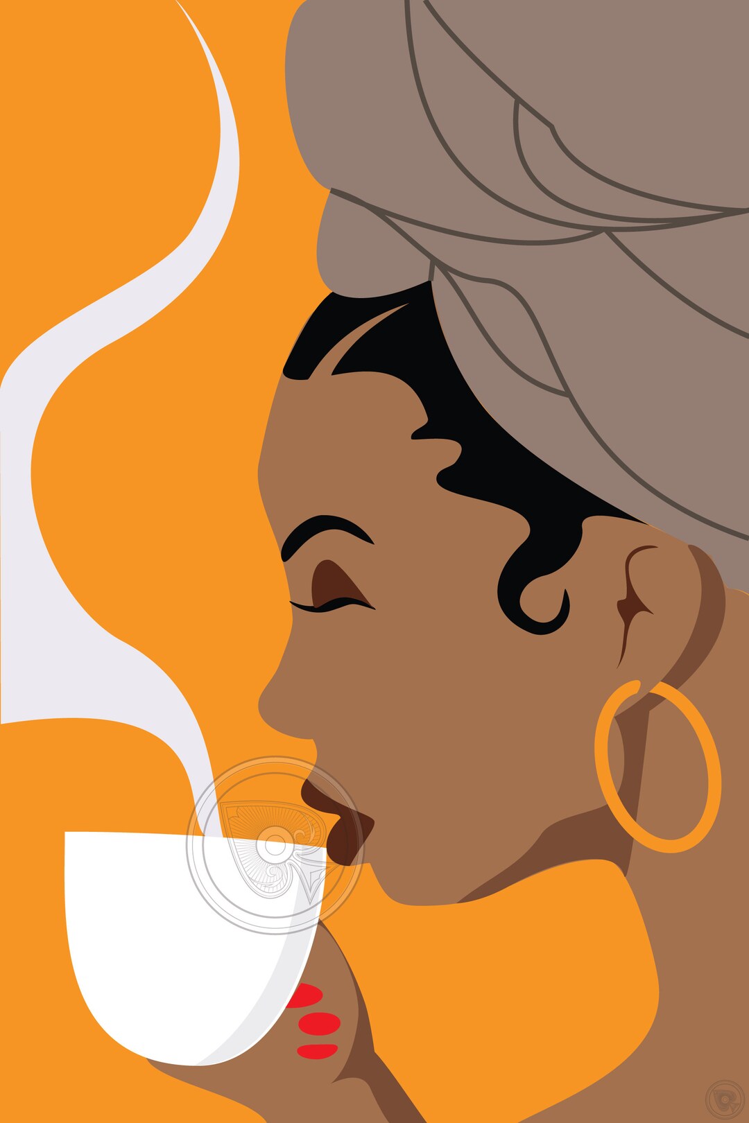 Coffee Girl Sip Black Art African American Art - Etsy