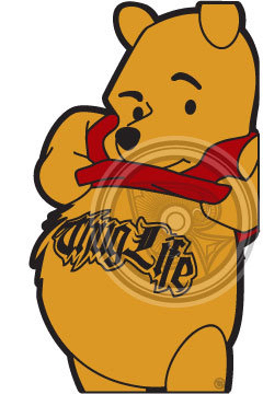 Pooh Bear - Thug Life Tattoo on His Tummy - Vinyl Sticker - 3x5 Inch - Etsy