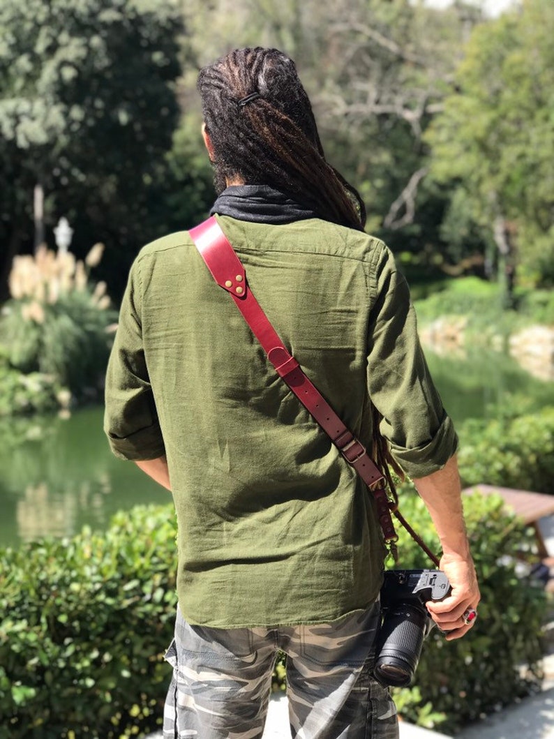 Leather Camera Strap Single DSLR Harness Burgundy - Etsy