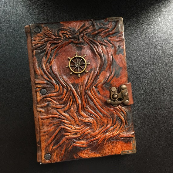 Nautical Rudder Journal Leather Ship Wheel Notebook Wedding | Etsy
