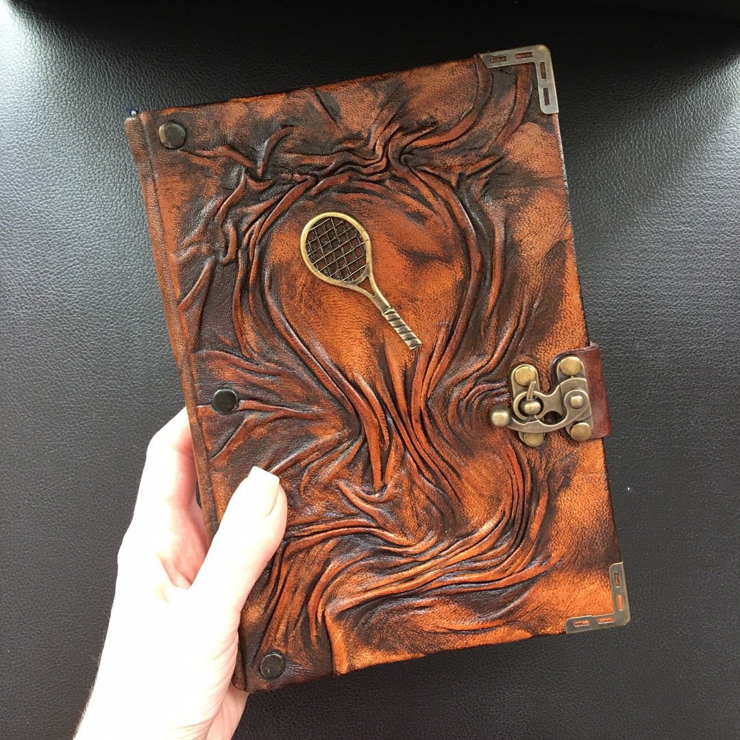 Leather Tennis Journal – Handmade Notebook With Racket – Personalized ...