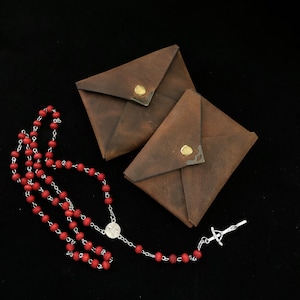 Bulk Leather Rosary Pouch, First Communion Gift, Church Wedding Favors ...