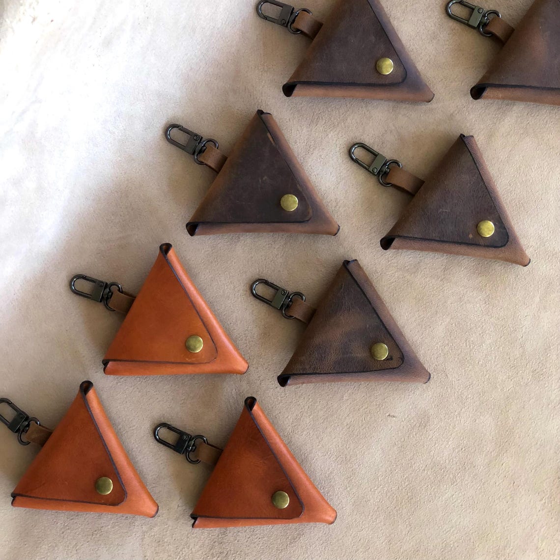 3 Pcs Leather Triangle Keychain Coin Purse - Minimalist Change Purse - Etsy