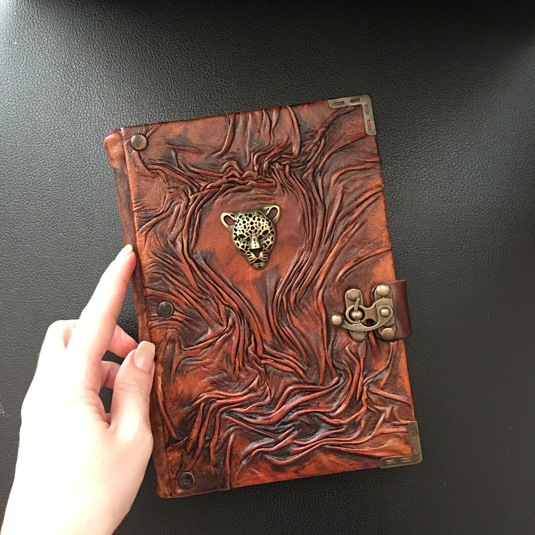 Leather Journal Cheetah, Leather Notebook - Etsy