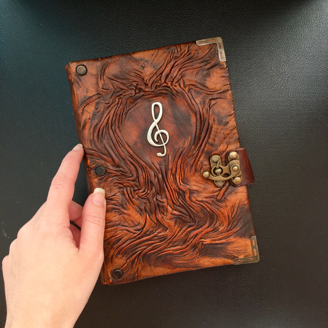 Music Notebook Leather Treble Clef Journal Musician Gift - Etsy