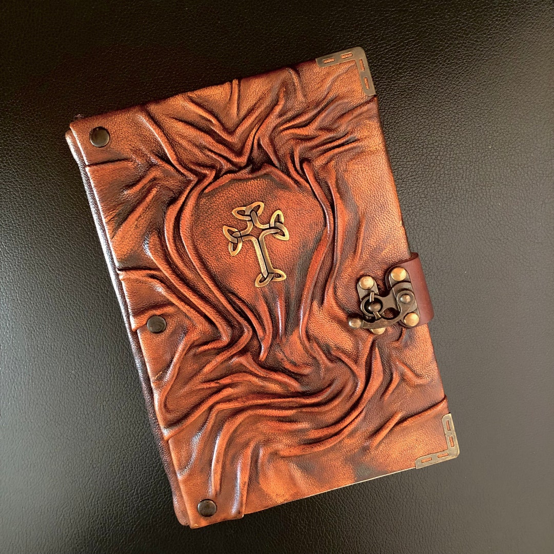 Celtic Cross Leather Journal, Triquetra Journal, Trinity Notebook - Etsy