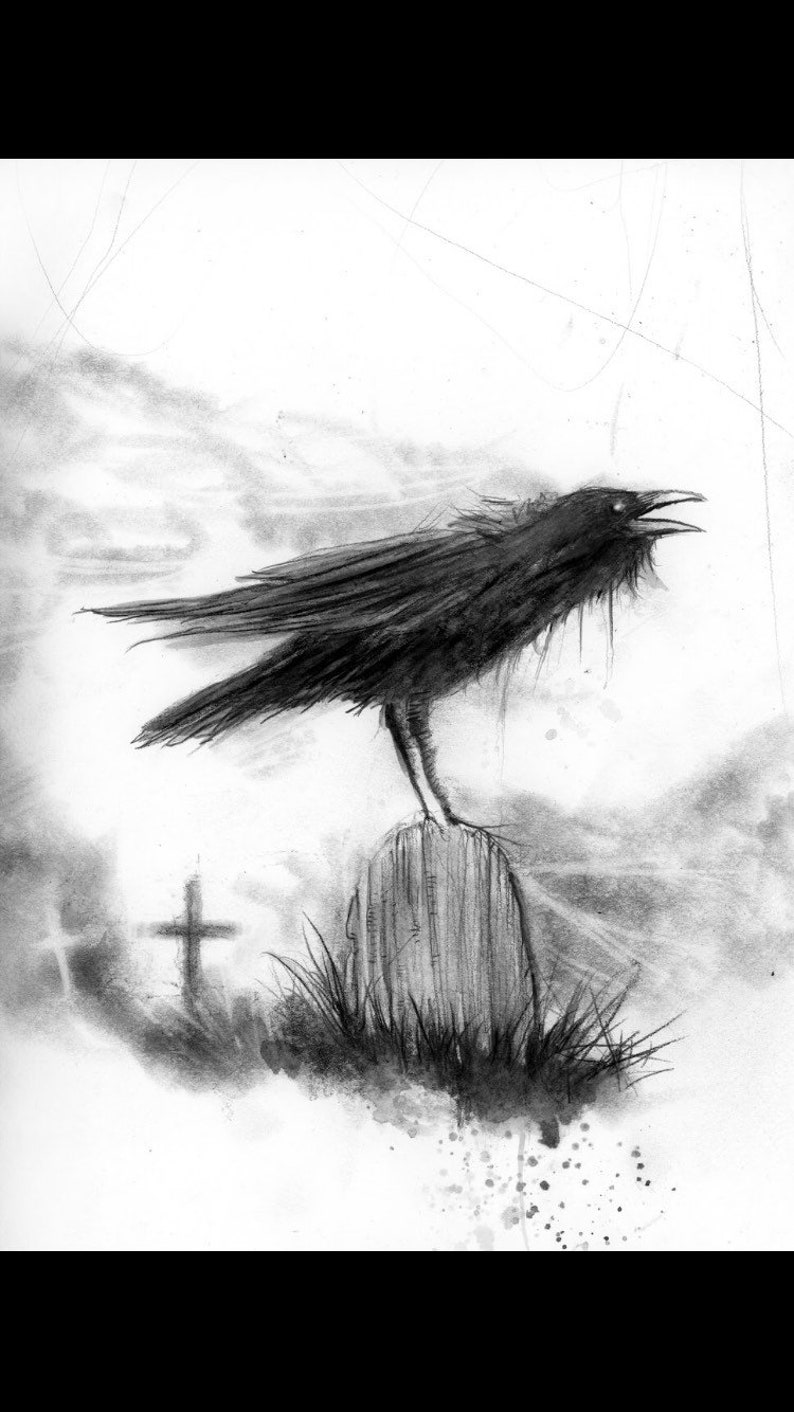 Death Omen Crow Dark Artwork Print Gothic Illustration - Etsy