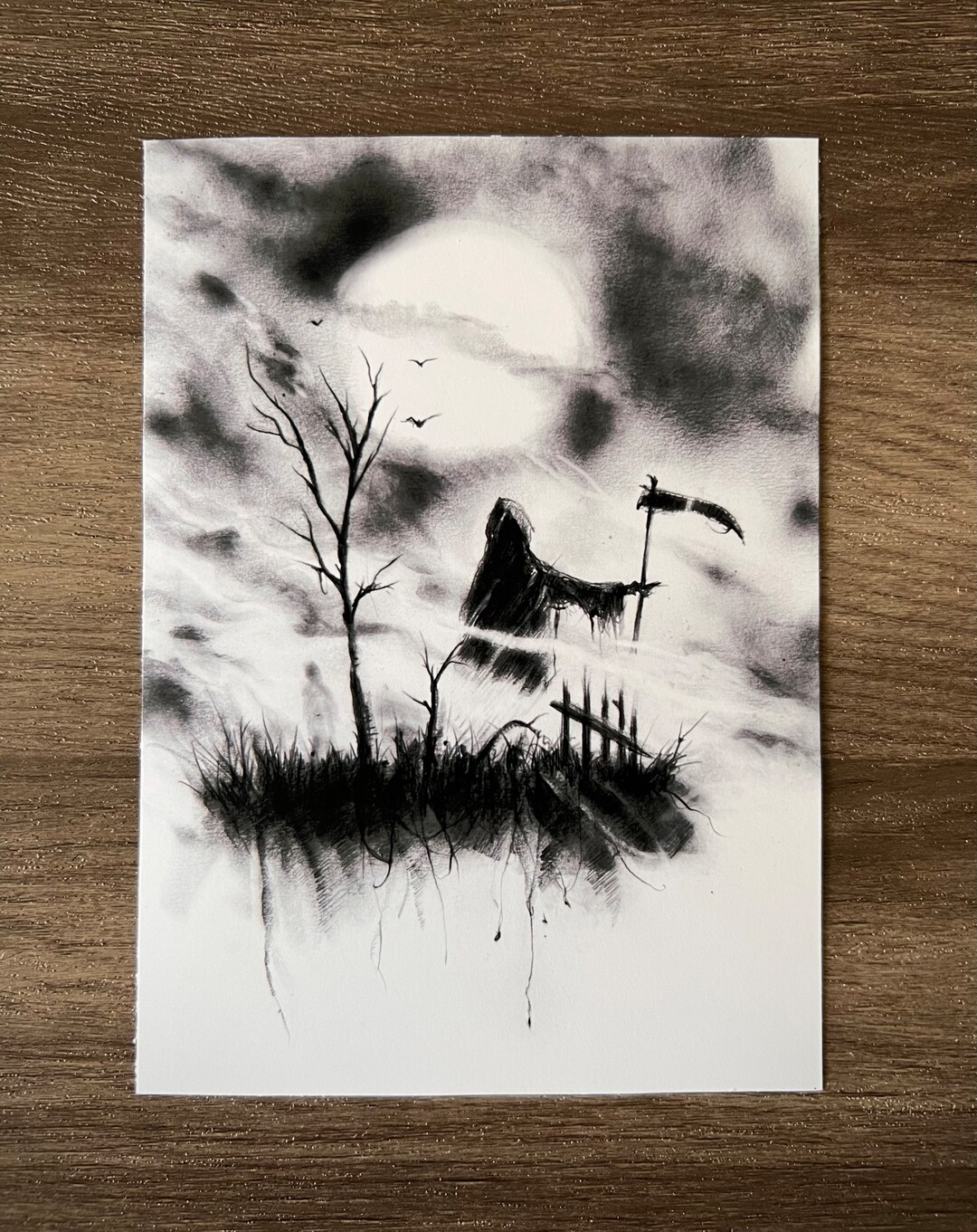 Night Timing- 5x7 Dark Art Print, Satanic Decor, Gothic Home, Grim ...