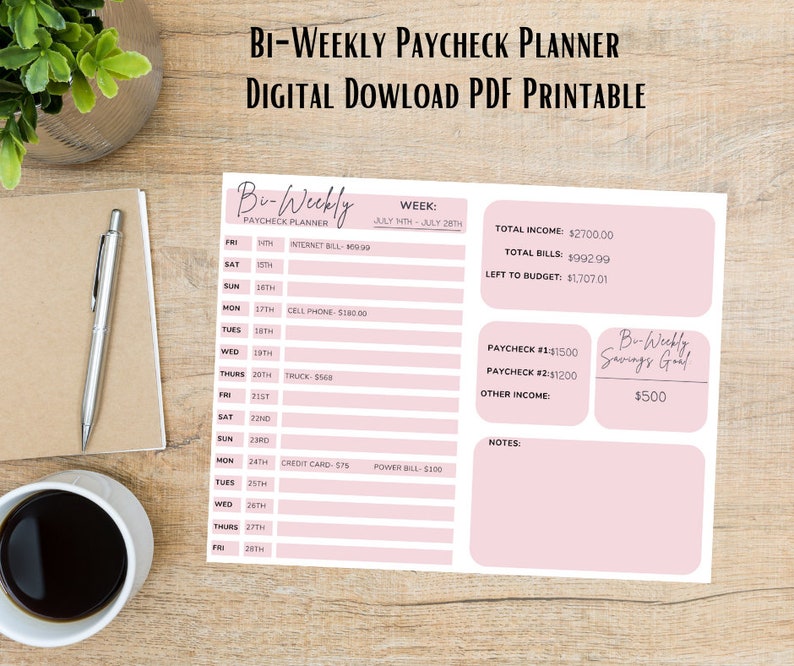 Bi-weekly Paycheck Planner - Etsy