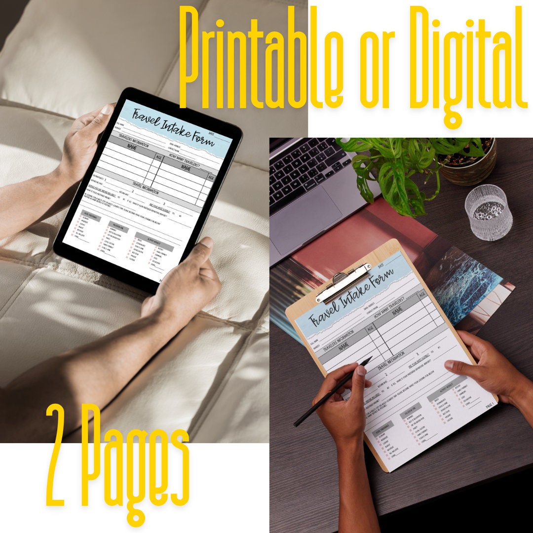 Travel Intake Form Digital or Printable PDF - Etsy