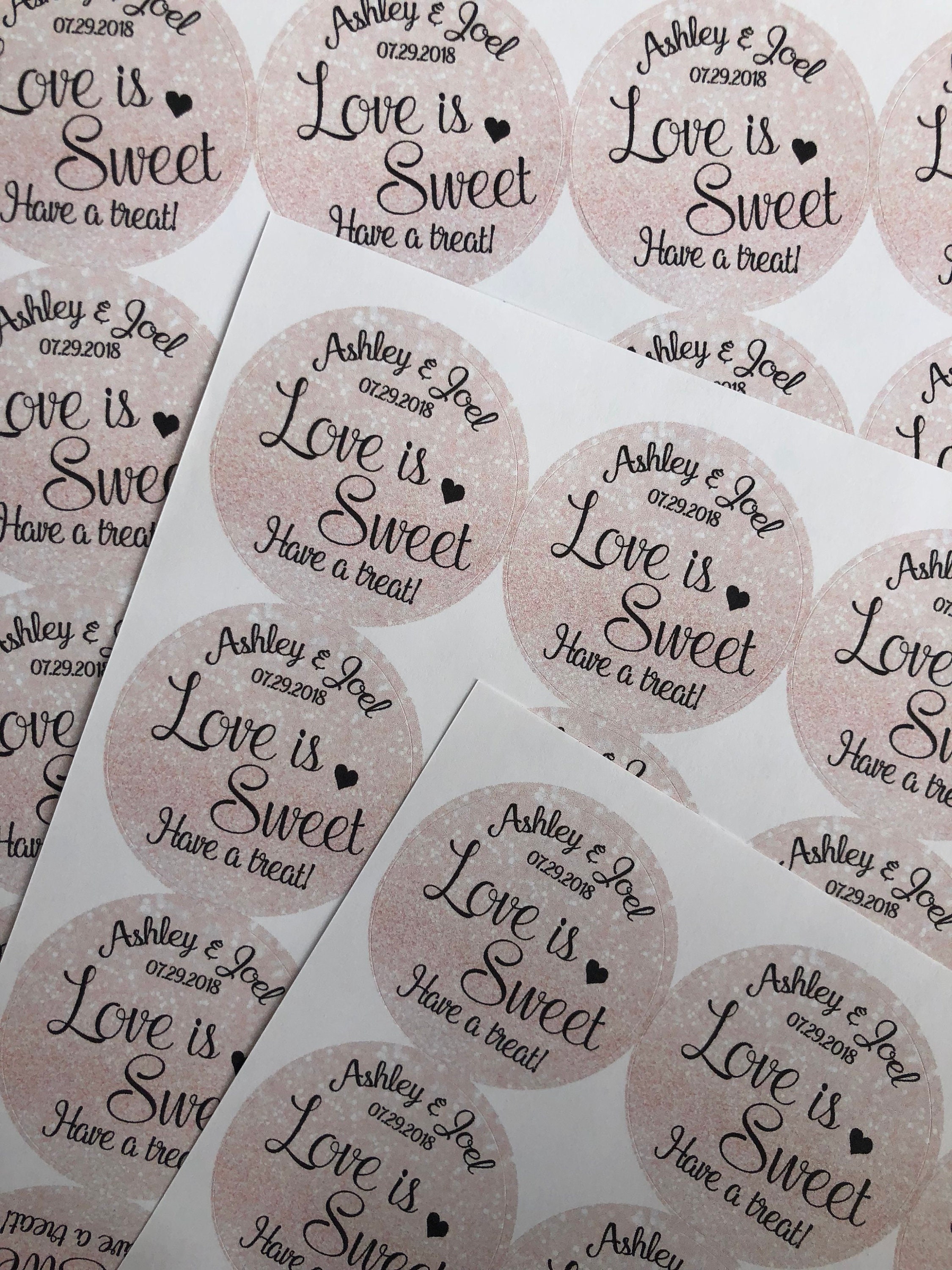 Love is Sweet, Love is Sweet Stickers, Wedding Stickers, Custom ...