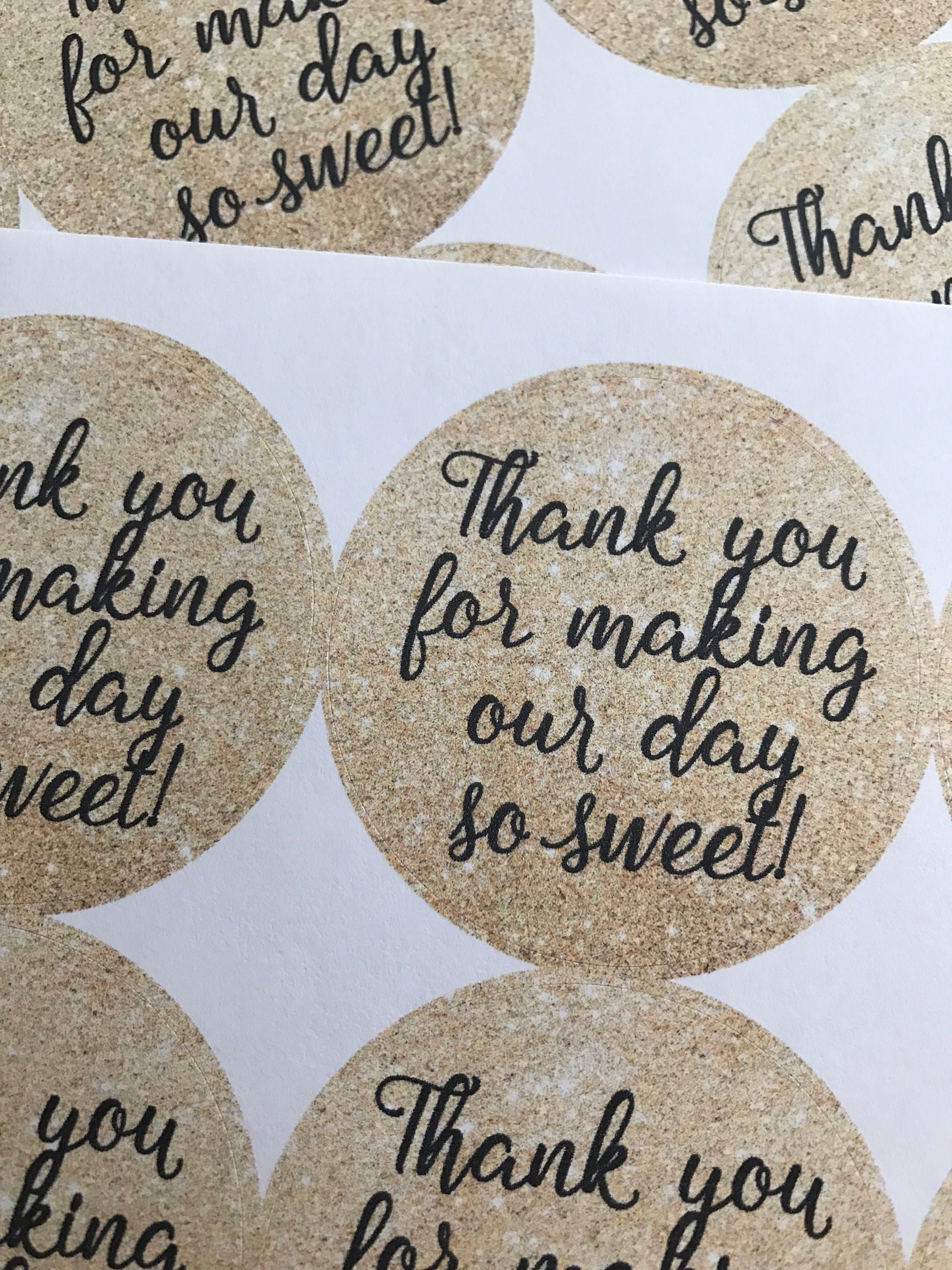 Thank You Stickers Thanks for making our day so sweet Custom | Etsy