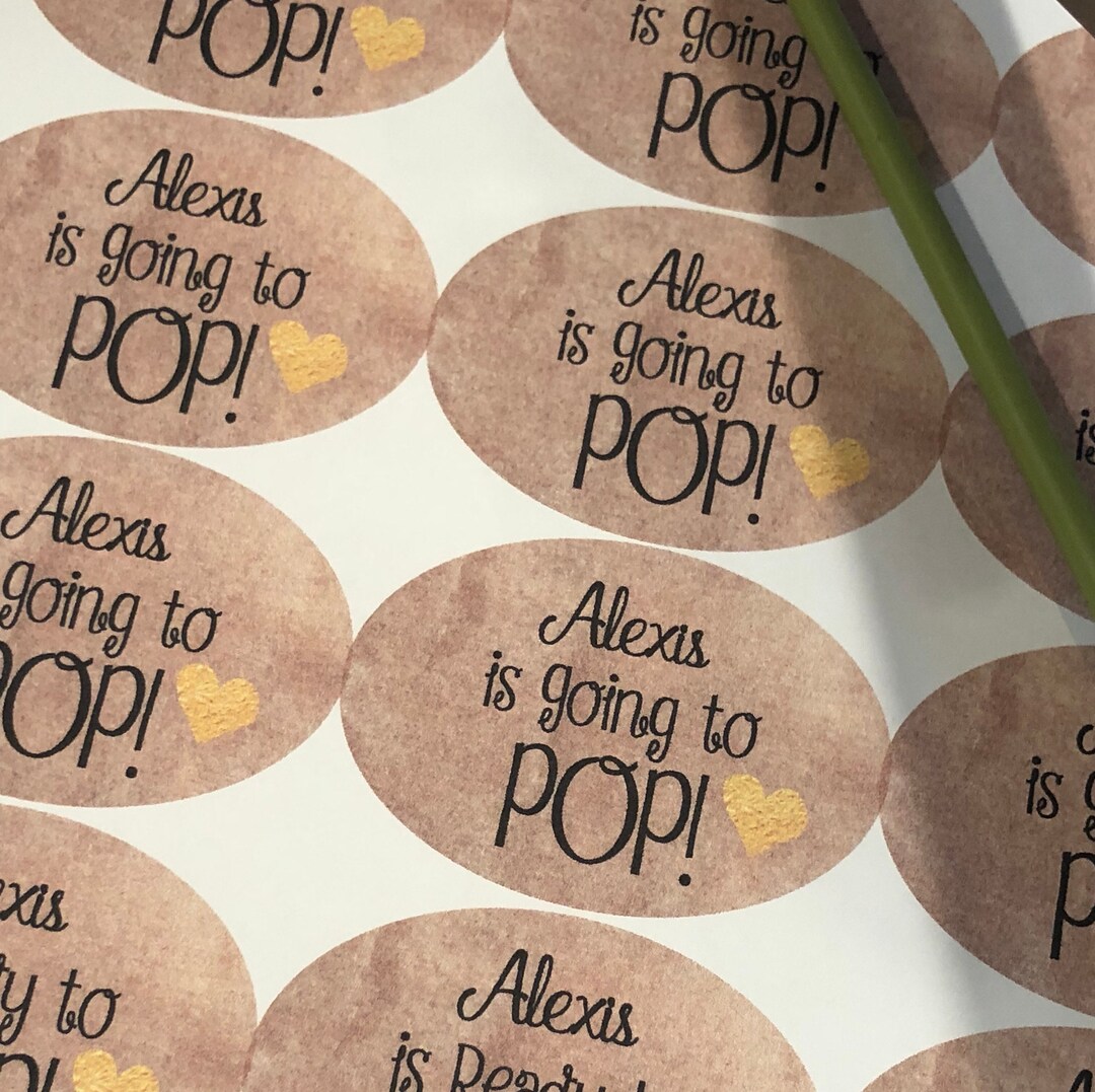 She's Gonna POP, She's Going to POP, Stickers, Baby Shower Popcorn ...