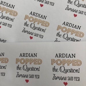 Bachelorette Stickers, He Popped the Question, Wedding Stickers ...