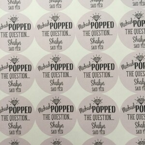 Engagement Stickers, He Popped the Question, Custom Wedding Stickers ...