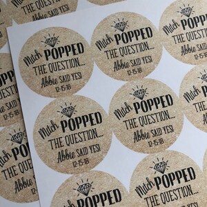 Engagement Stickers, He Popped the Question, Custom Wedding Stickers ...