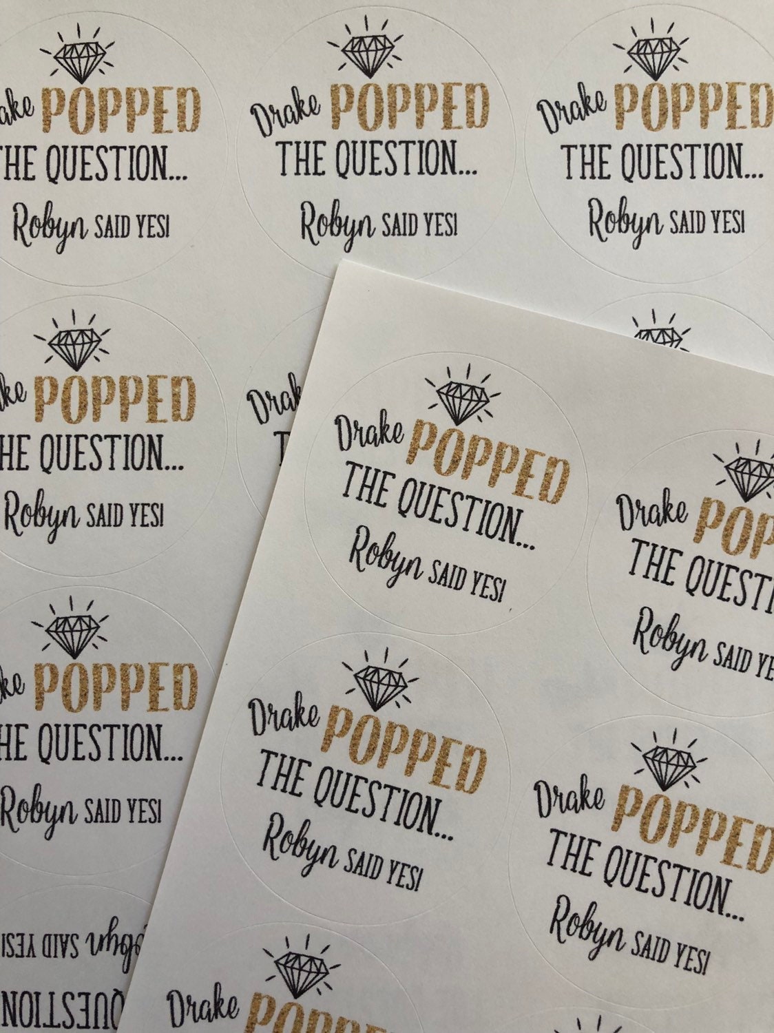 Engagement Stickers He Popped the Question Custom Wedding - Etsy