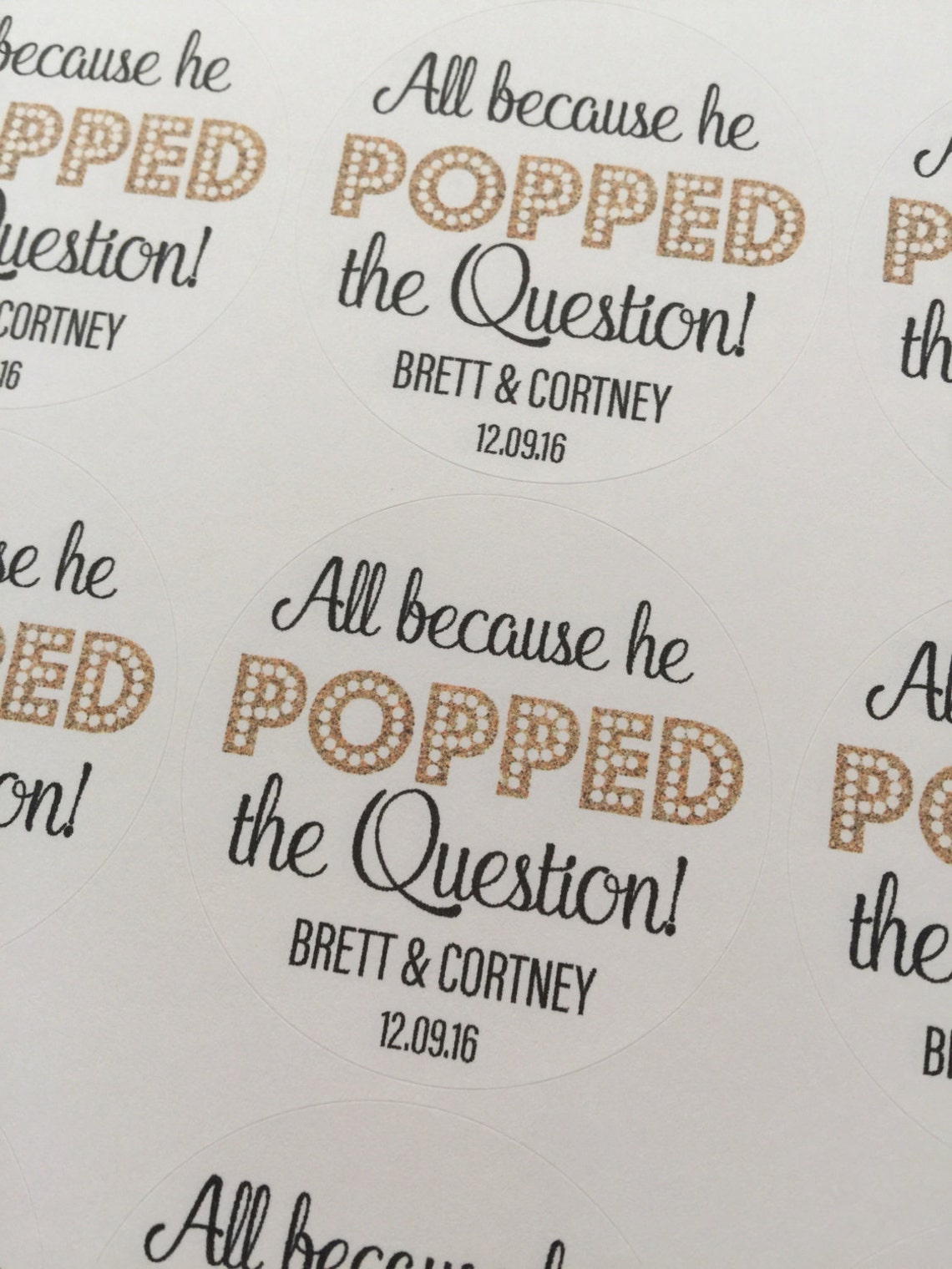 He Popped the Question, Popcorn Favors, Wedding Favors, Custom Stickers ...