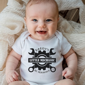 Daddy's Little Mechanic in Training Baby Bodysuit - Gear Head Baby One ...