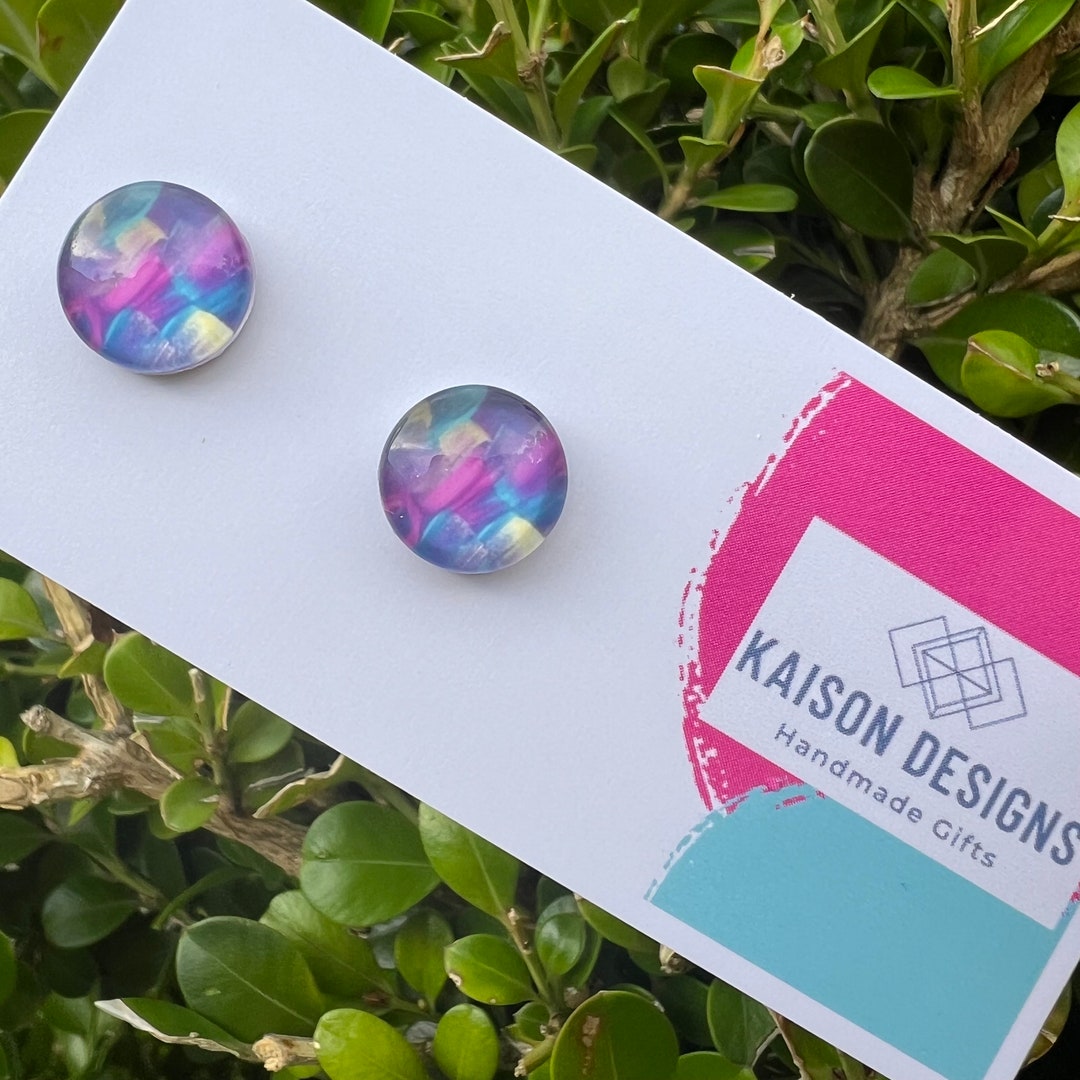 Paint Stroke Pattern 12mm Resin Studs. - Etsy